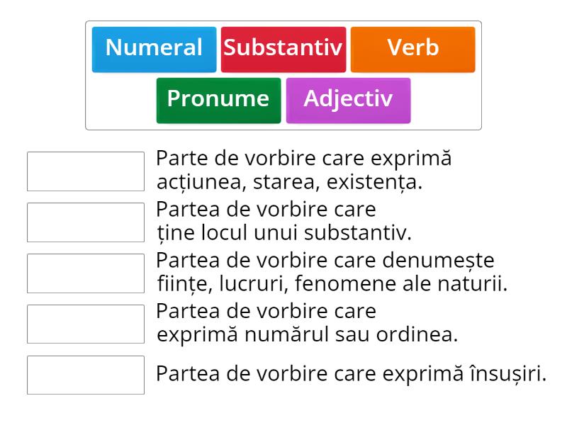 Părți de vorbire 2 - Match up