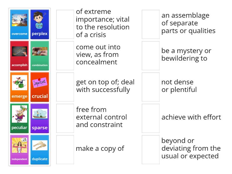 Grade 5 Vocabulary List 1 - Match up
