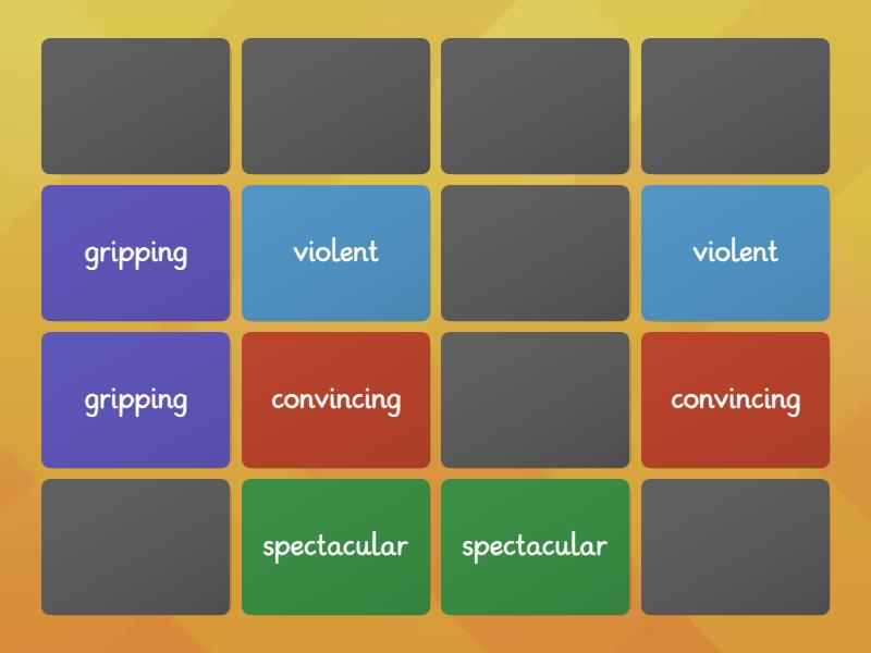 Films and TV programmes adjectives - Matching pairs
