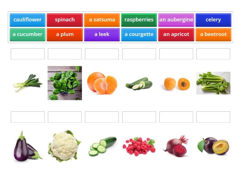 FRUIT AND VEGETABLES - matching - Match up
