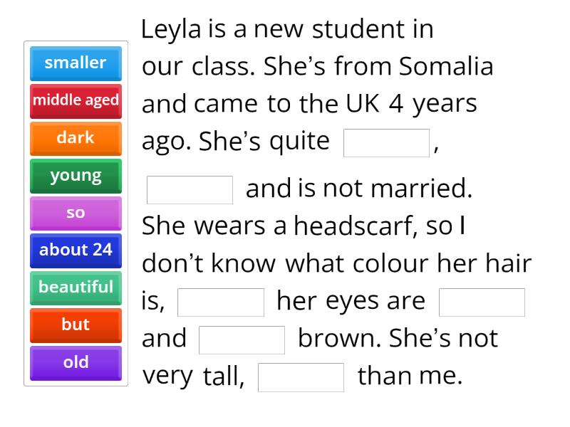 E2 ESOL: Describing People - Sentences - Complete the sentence