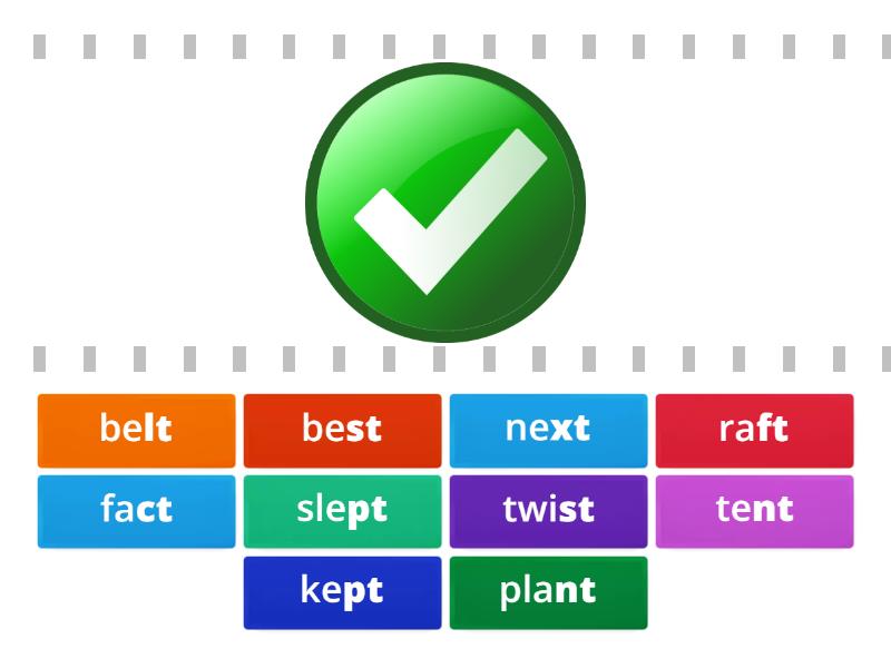 Final Blends (Ending t Blends) - - Find the match
