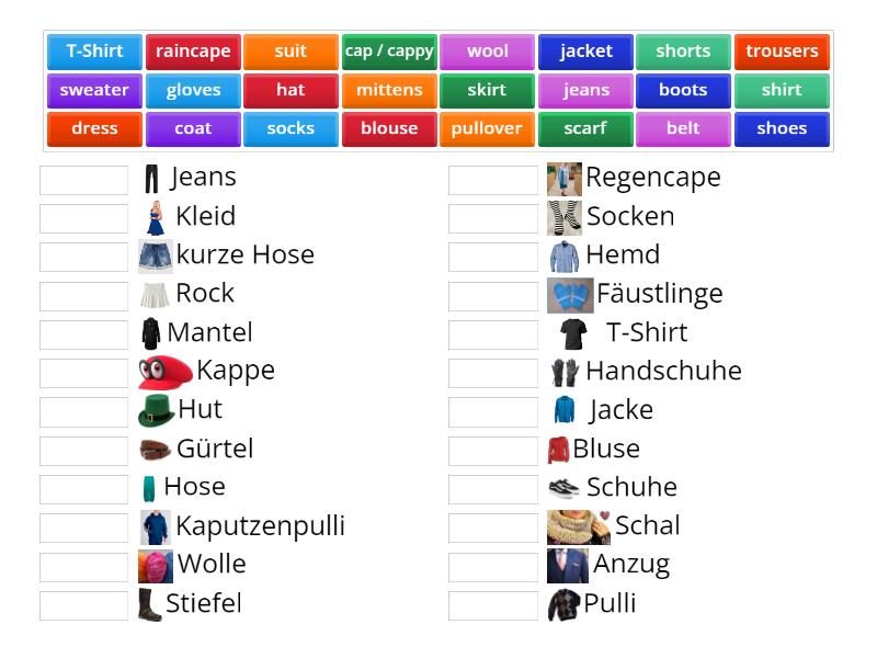 clothes class 3 - Match up