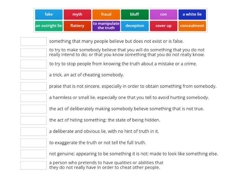 Pamela Meyer - TED Talk - How to Spot a Liar - Vocabulary - Match up