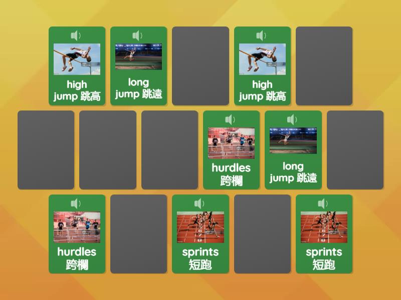 Track and Field Vocabulary Matching - Matching pairs