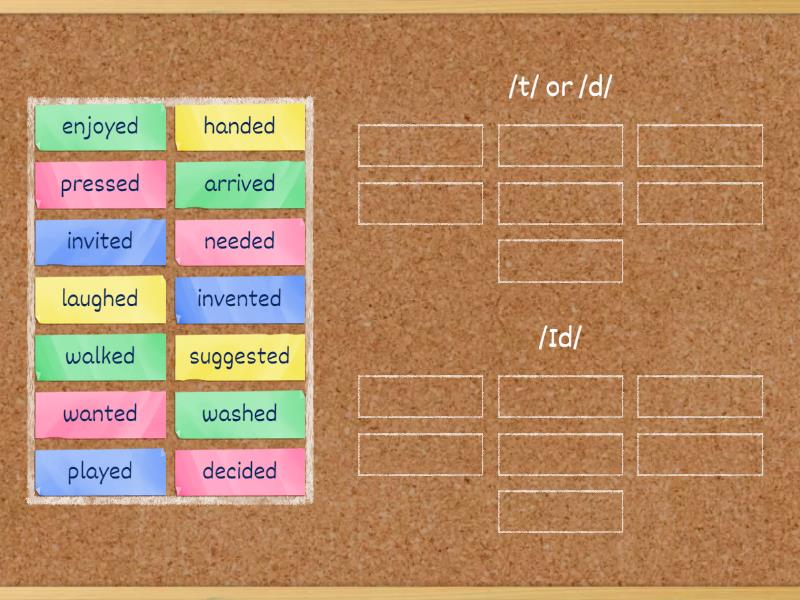 7B final -ed pronunciation - Group sort