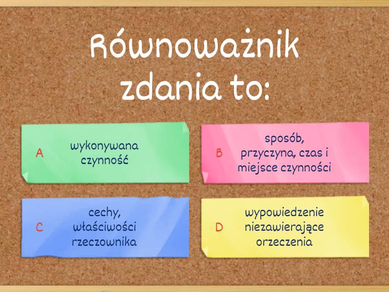 Części zdania - podmiot, orzeczenie, przydawka, dopełnienie, okolicznik ...