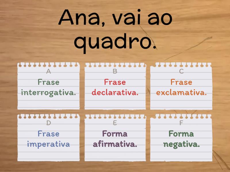 Tipos e formas de frases - Quiz