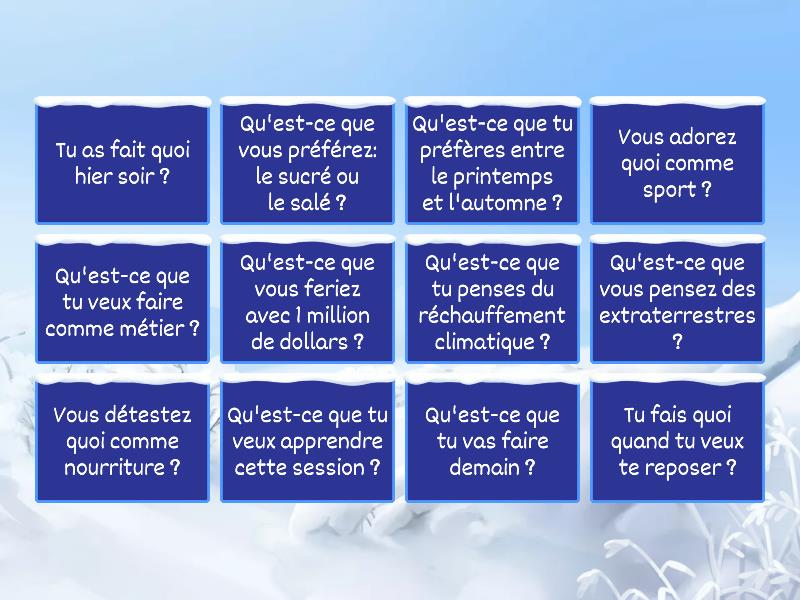 Les questions formelles avec "que" - Flip tiles