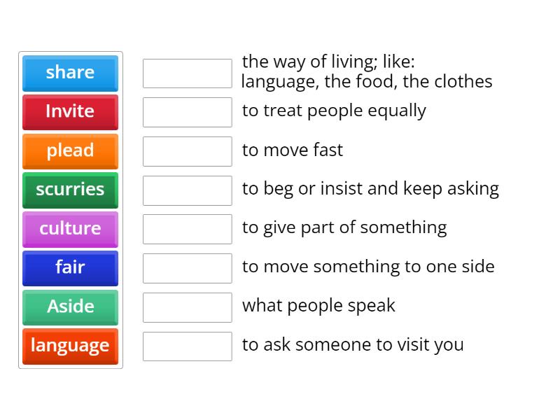 VOCABULARY OF MARIA CELEBRATES BRAZIL - Match up
