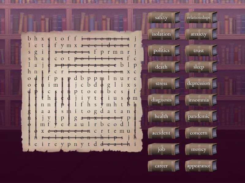 -Worry Vocabulary - Wordsearch