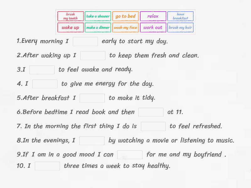 Daily routine(A1) - Complete the sentence