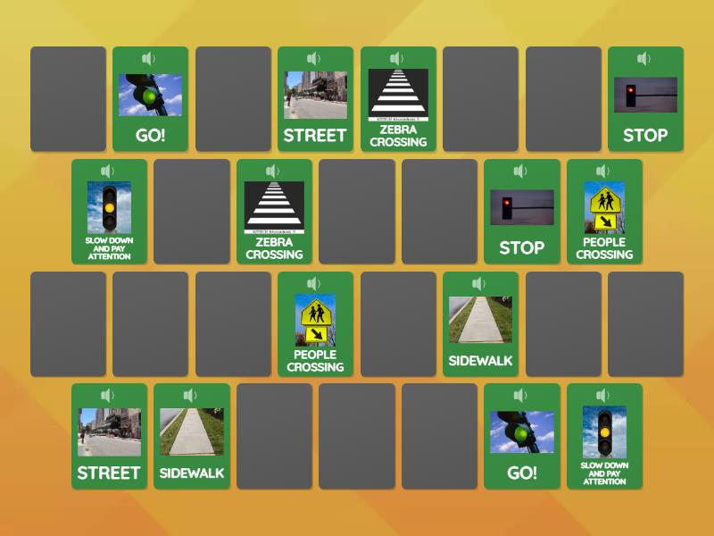 GRADE 1 - TRAFFIC SIGNS (MEMORY GAME) - Matching pairs