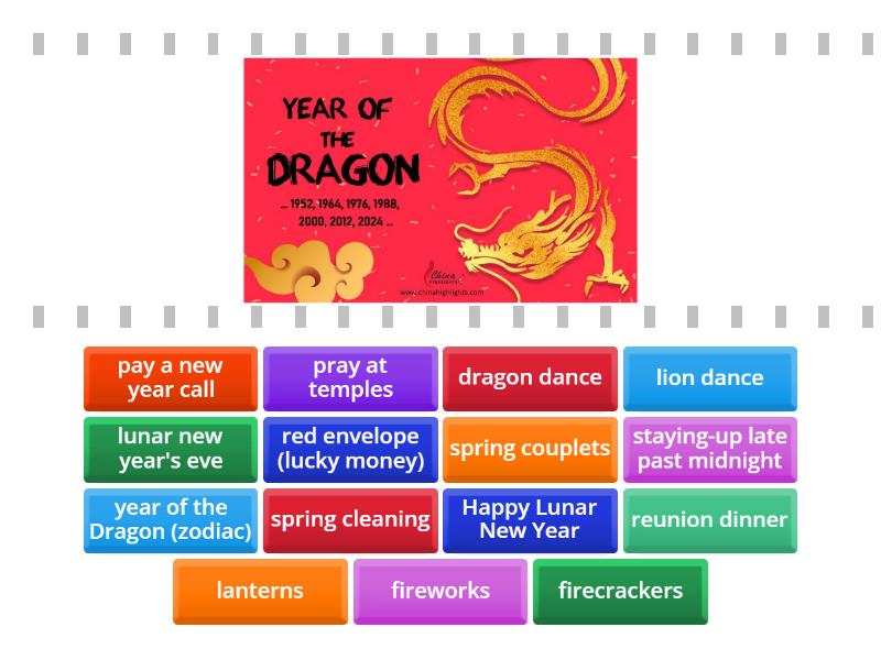 Lunar New Year /Chinese New Year (vocabulary) - Find the match
