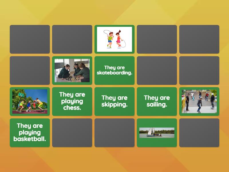 Present continuous - Memory game - Matching pairs