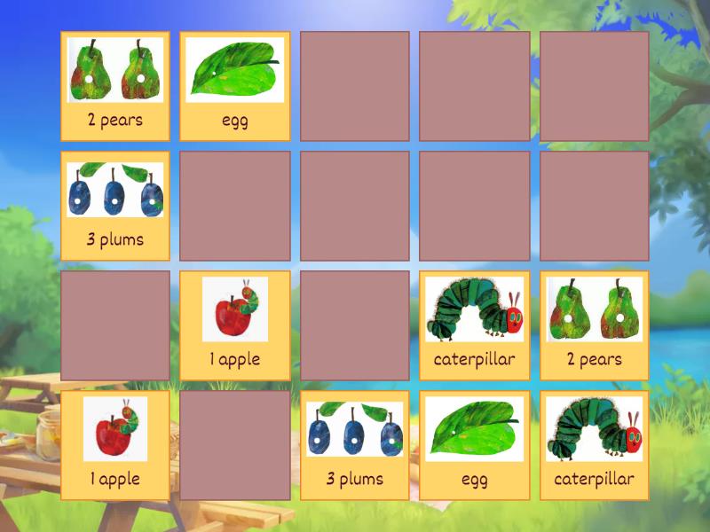 Memory game - The Very Hungry Caterpillar (part 1) - MEIE - Matching pairs