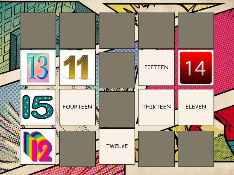 NUMBERS 11 TO 20 - Matching pairs