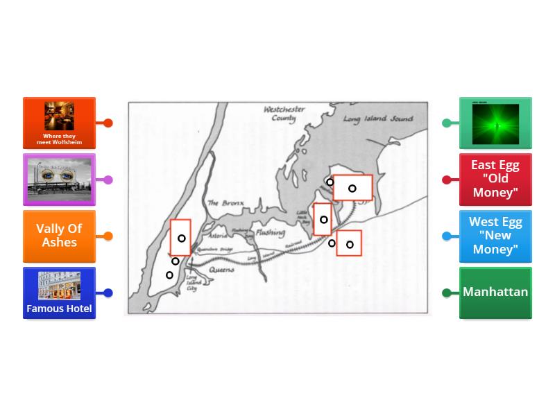 The Great Gatsby Map - Labelled diagram