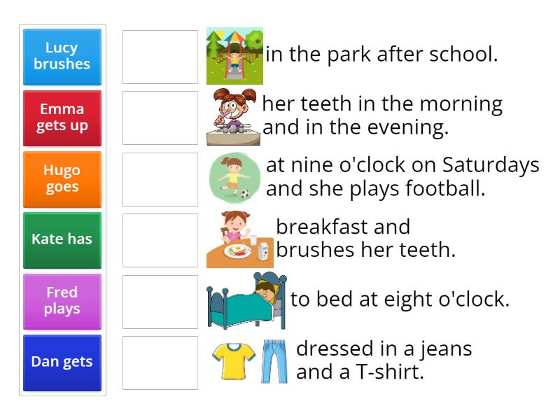 Daily routines - 3rd person singular - Match up