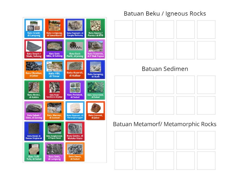 Tentukan jenis Batuan Berikut! - Group sort