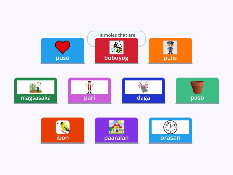 Mga Bagay na nagsisimula sa letrang Pp - Whack-a-mole