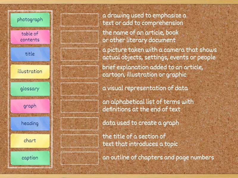 Text Features vocabulary - Match up