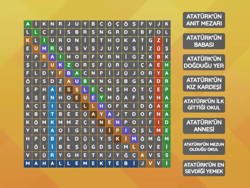 ATATÜRK - Wordsearch