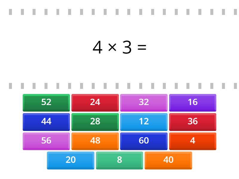 Multiplication 4s - Find the match