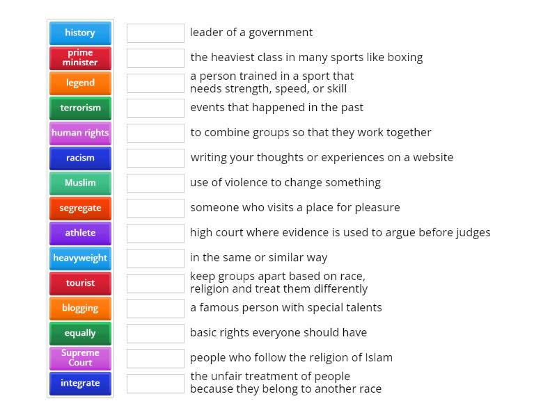 Biography Words 2 - Match up