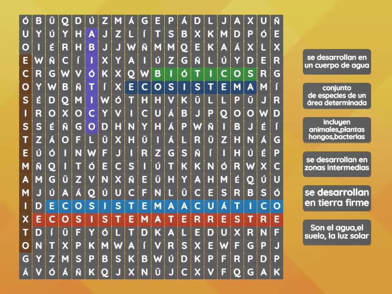 Ecosistema - Sopa de letras