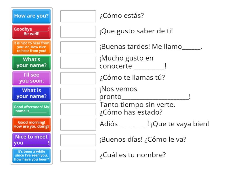 Activity - Conociendo Personas - Frases y Preguntas - Saludos - Match up