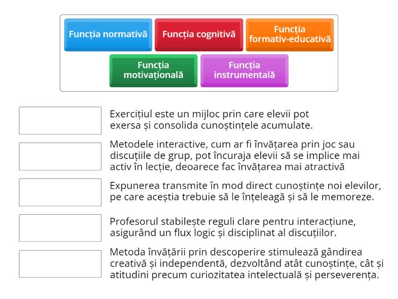 Functiile metodei didactice - Match up