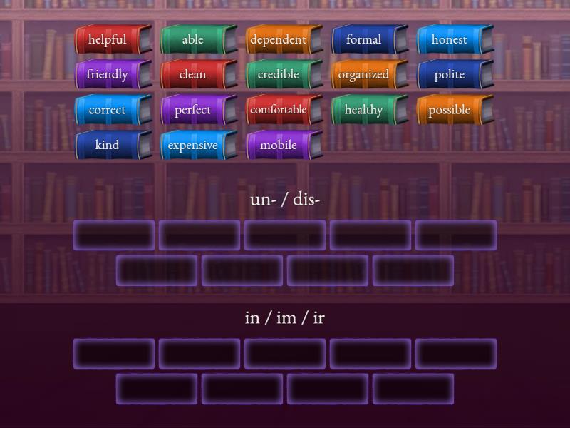 Adjective prefixes - Group sort