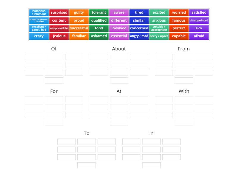 Dilko Adjective + Preposition - Group sort