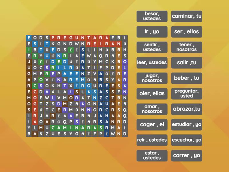 Verbos en futuro simple - Sopa de letras