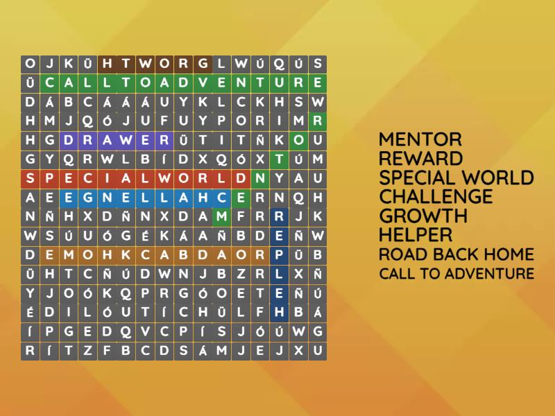 Hero´s Journey - Vocabulary - Wordsearch