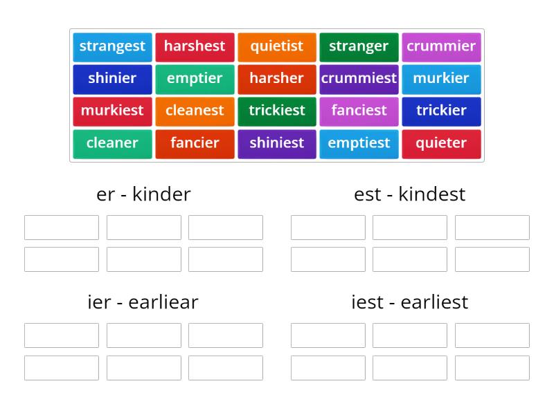 4.06.1 (sort 6- deriv) comparative Suffix: er, est, ier, iest (Blue ...