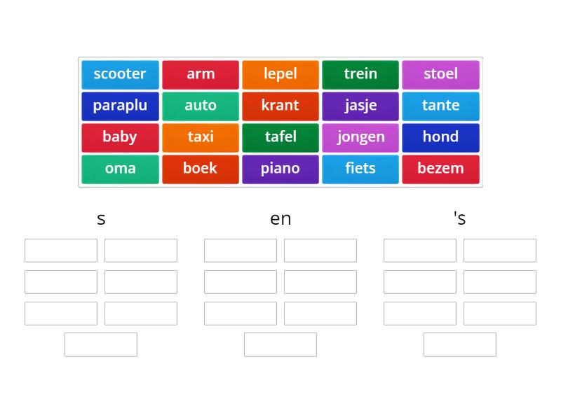 Kopie van Wat is het meervoud van deze woorden? - Group sort