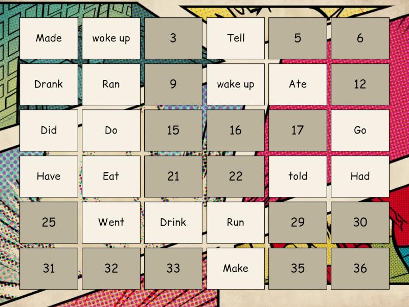 Memory game - past simple regular and irregular verbs - Matching pairs