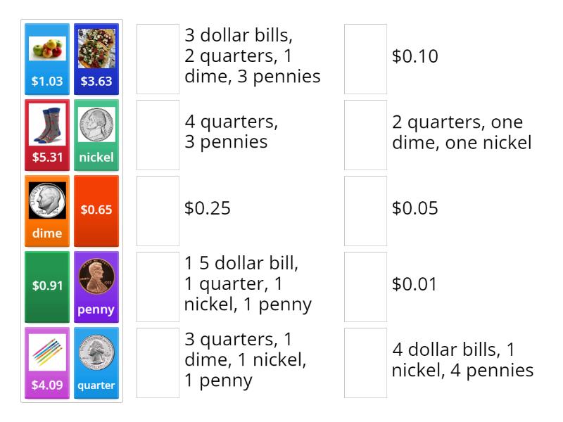 Counting Coins - Match up