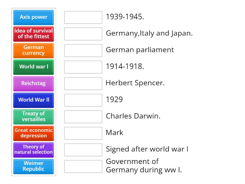 Hitler and rise of Nazism in Germany. - Match up