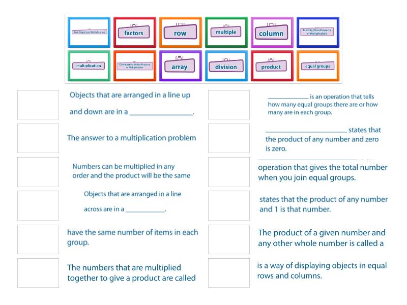 Grade 3, Topic 2 Math Vocabulary - Match up