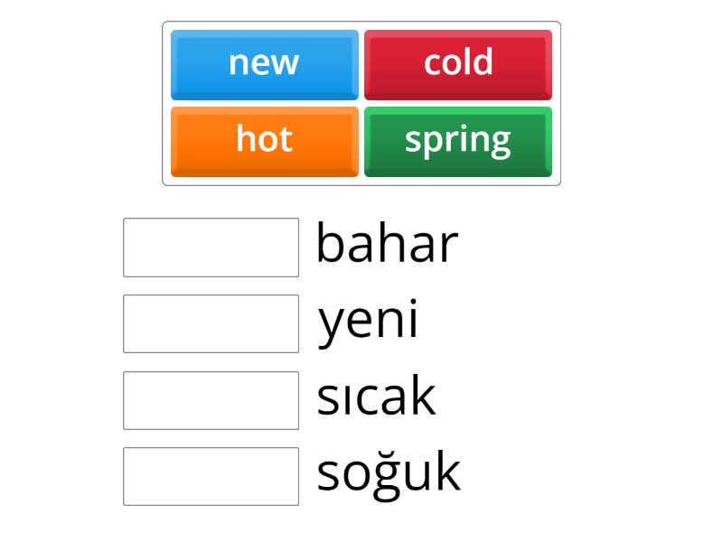 türkçe ingilizce - Match up