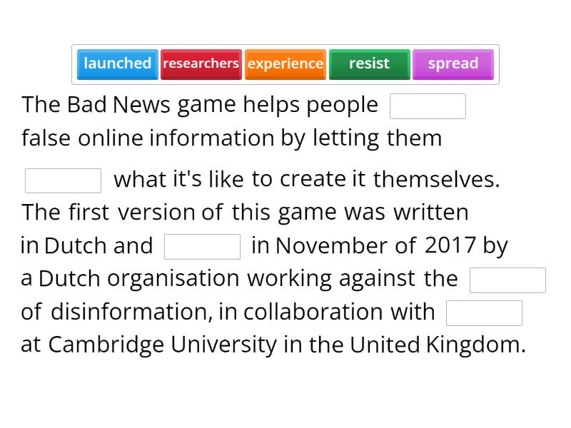 BAD NEWS GAME - Complete the sentence