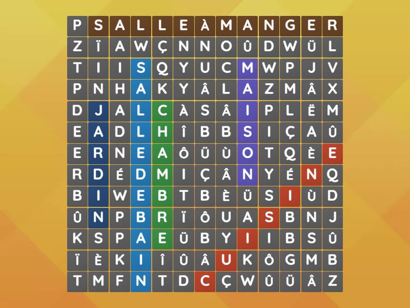 Les pièces de la maison - Mots mêlés