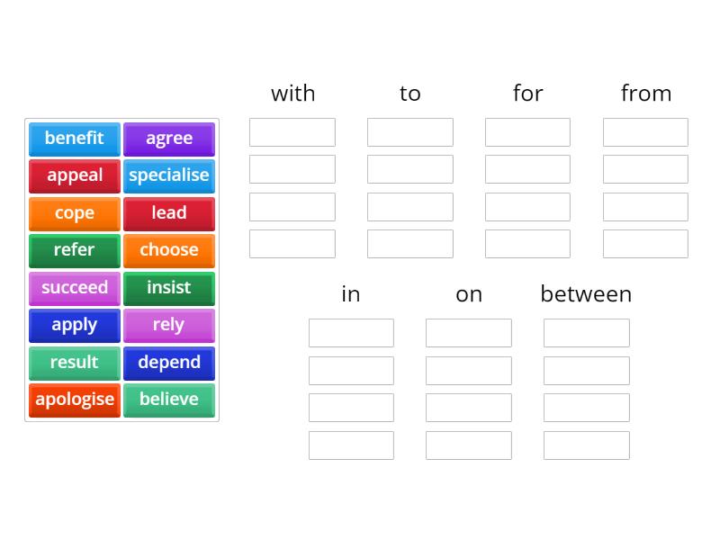 verb + preposition unit 3 - Ordenar por grupo