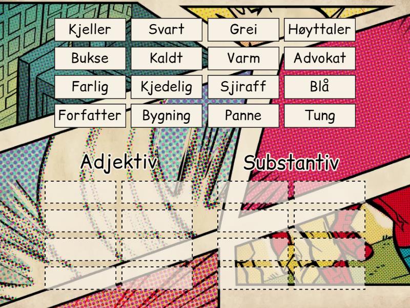 Adjektiv eller substantiv 2 - Group sort
