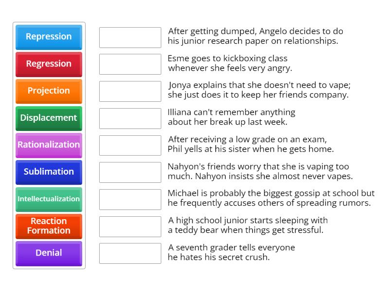 Defense Mechanisms - Freud - Match up