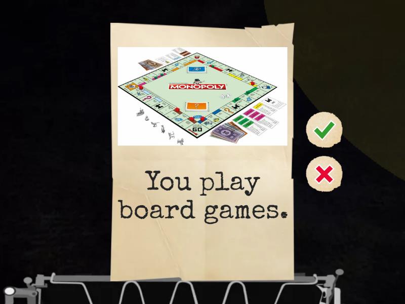 I play board games. - Flash cards