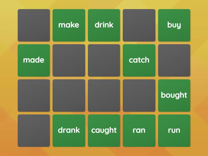 Present/Past Tense Verb Memory Match - Matching pairs